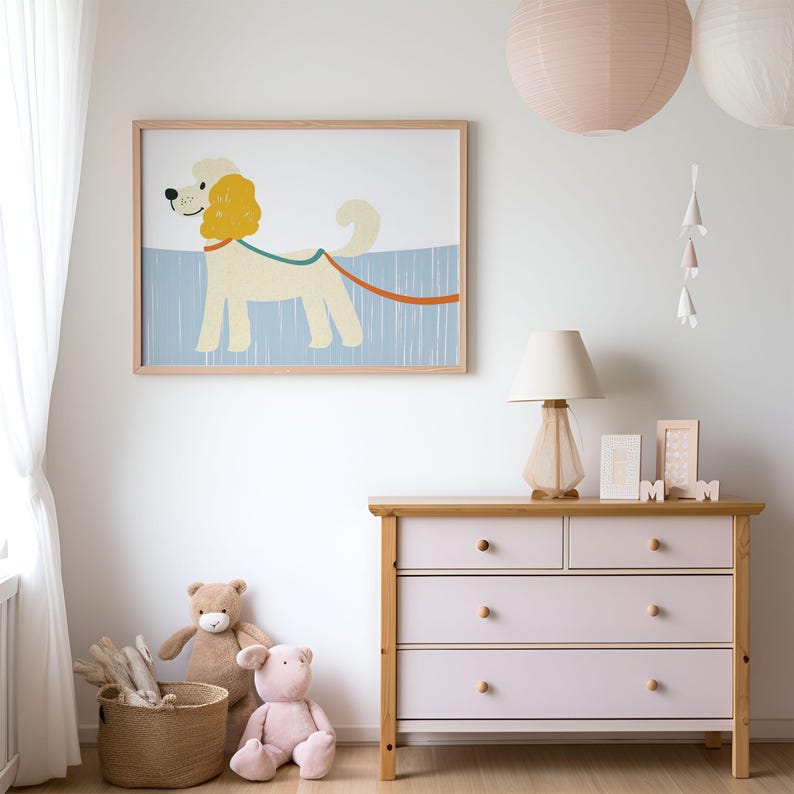Kids Room Dog Art - Digital Poodle Print for Nursery Decor, Playroom ...
