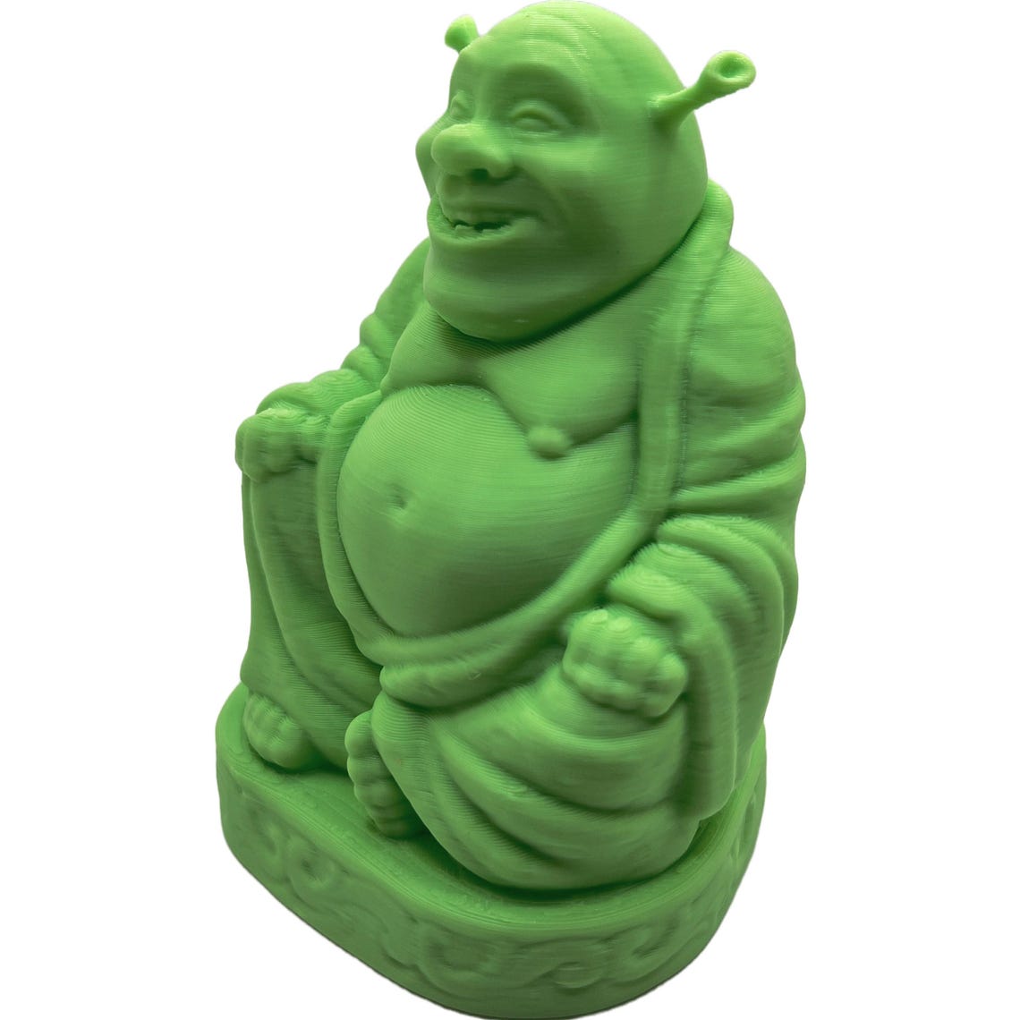 3D Print Shrek Buddha Statue, Whimsical Green Sculpture for Relaxation ...