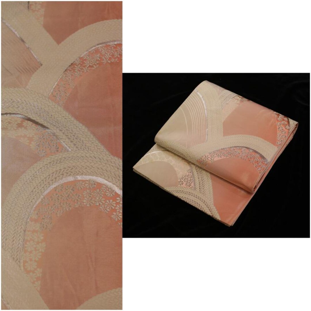 Vintage Fukuro Obi, Pink Silver Flower Pattern | Traditional Obi ...