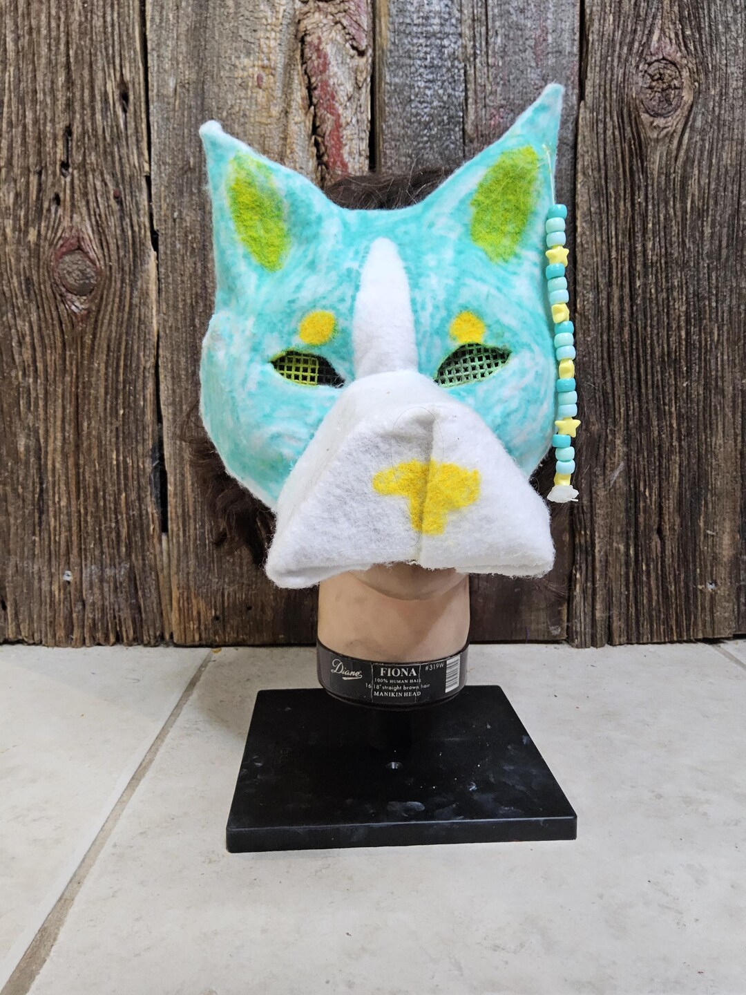 Cyan Alien Animal Cosplay Fox Therian Mask - Handmade & Felted W/ Eye ...