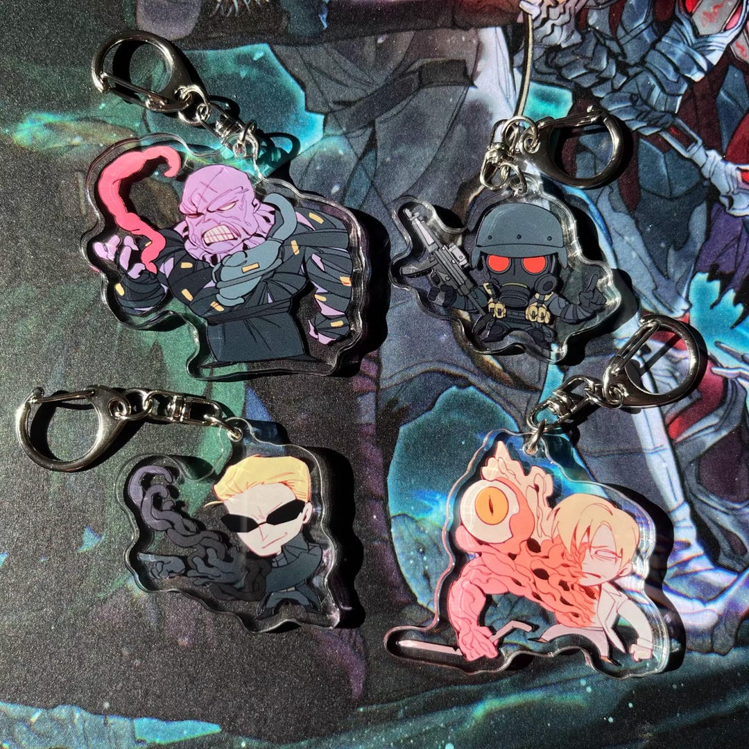 Resident Evil Acrylic Keychain HUNK Wesker Birkin Nemesis Mini Keyring ...