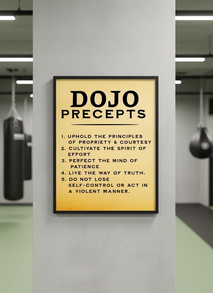 Personalized Dojo Precepts Poster, Custom Martial Arts School Rules ...