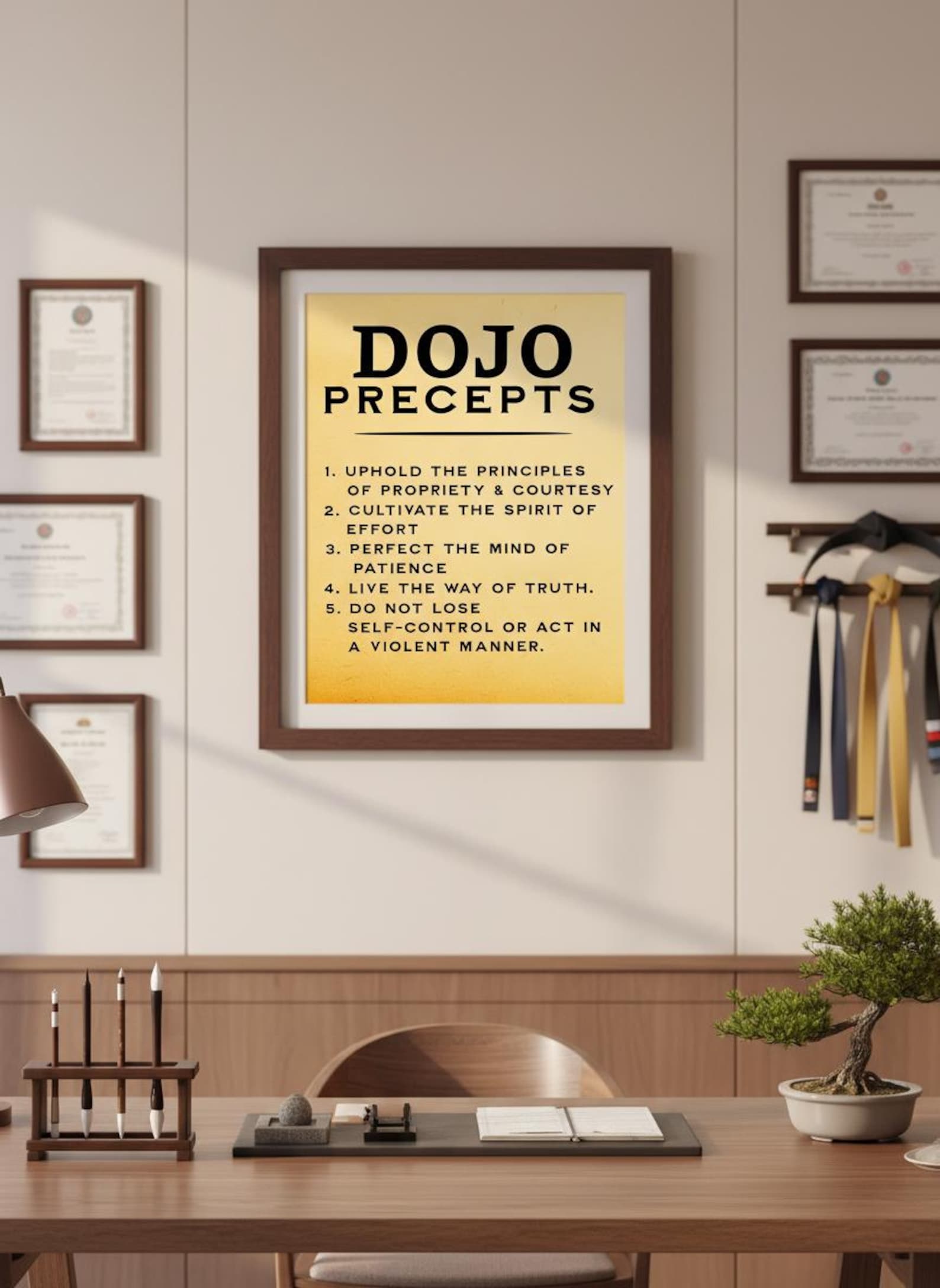 Personalized Dojo Precepts Poster, Custom Martial Arts School Rules ...