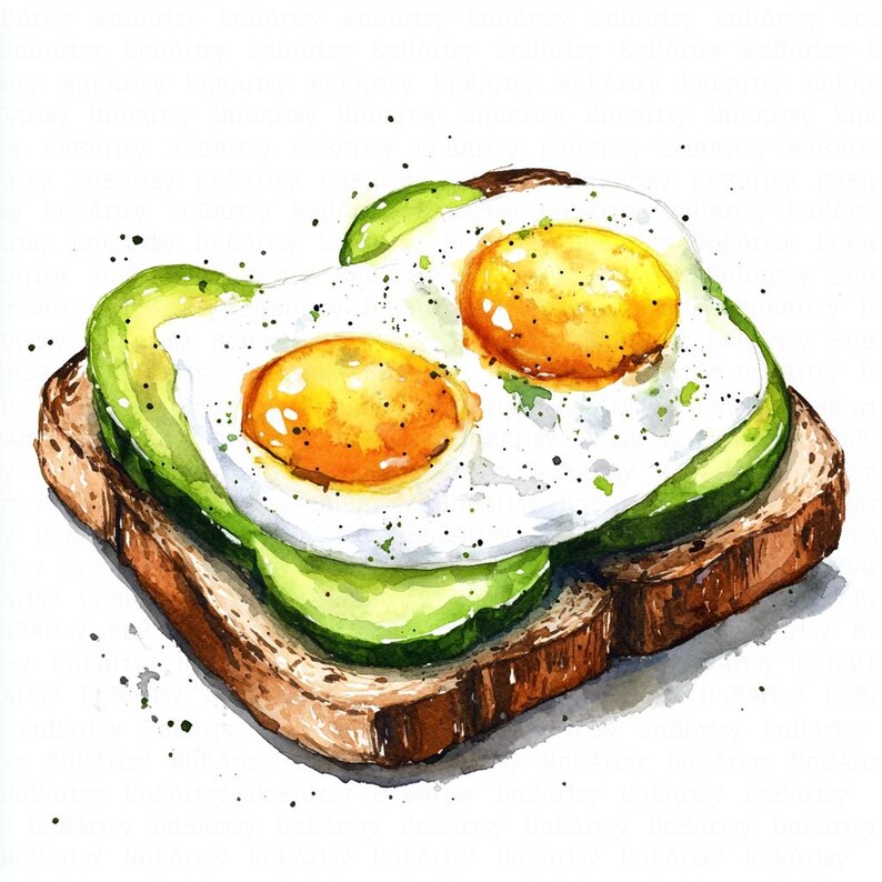 10 Avocado Toast With Eggs Clipart, Healthy Breakfast Clipart ...