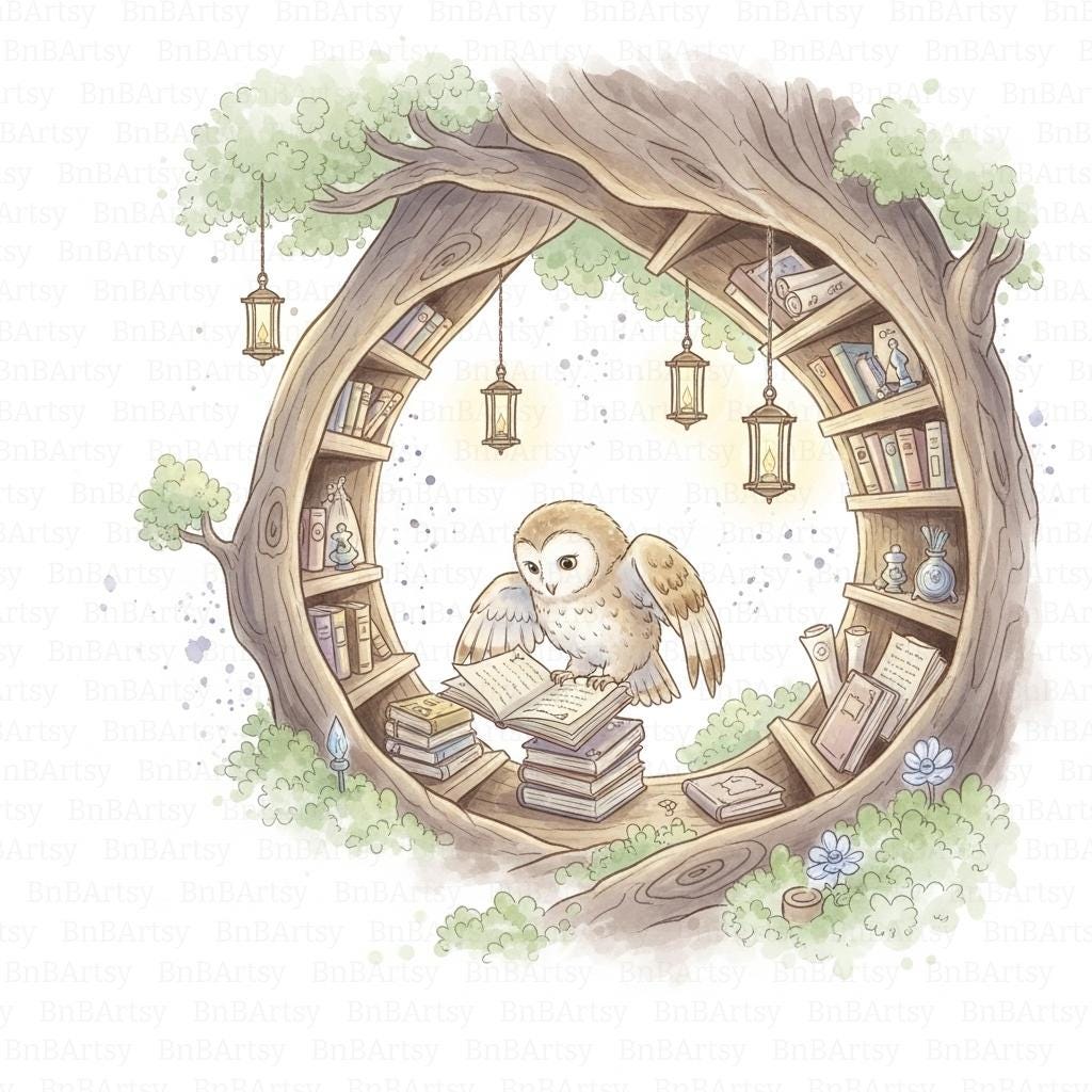 10 Whimsical Owl Clipart, Cottagecore Oil Painting, Woodland Bird ...