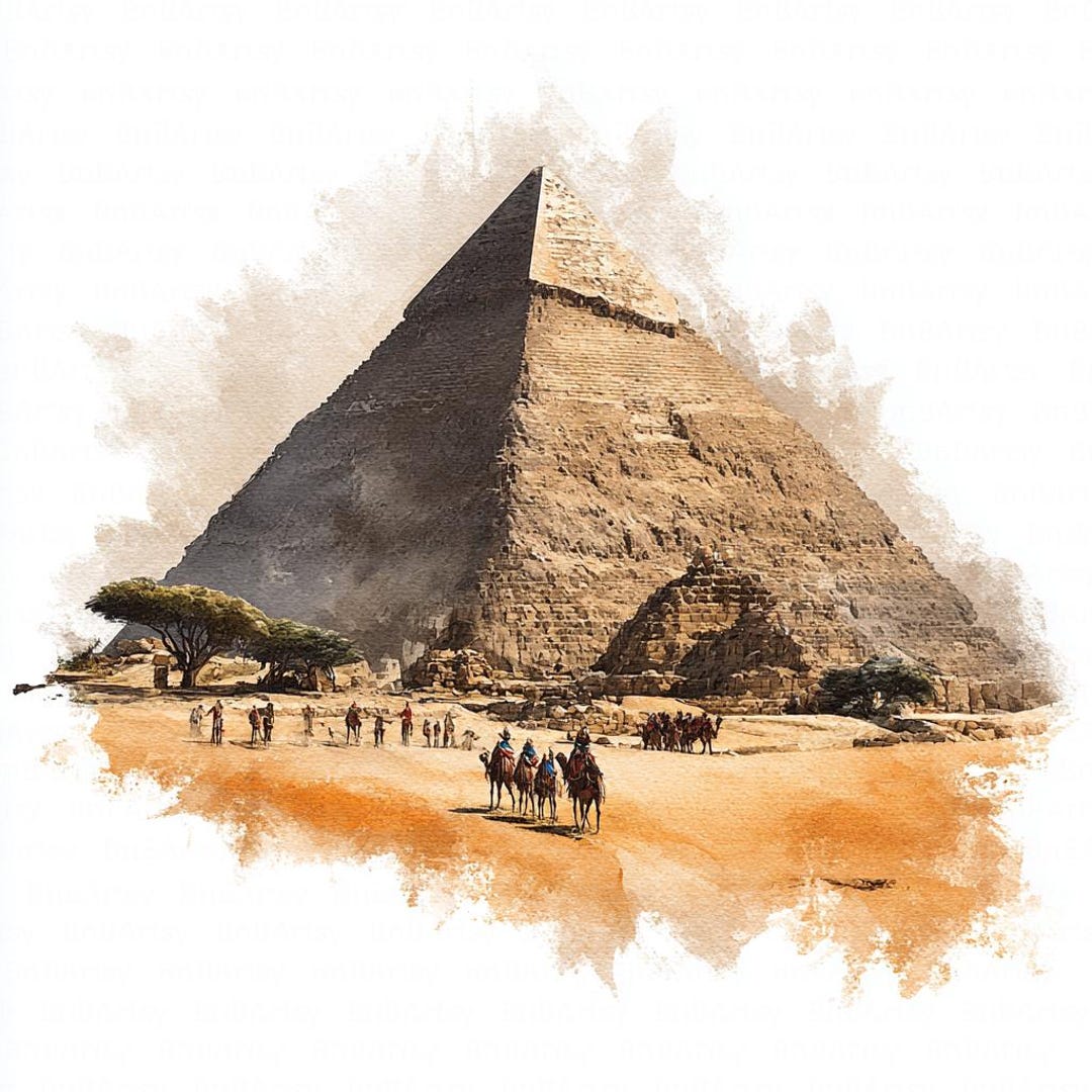10 Giza Pyramid Clipart, Egyptian Pyramid, Printable Watercolor Clipart ...