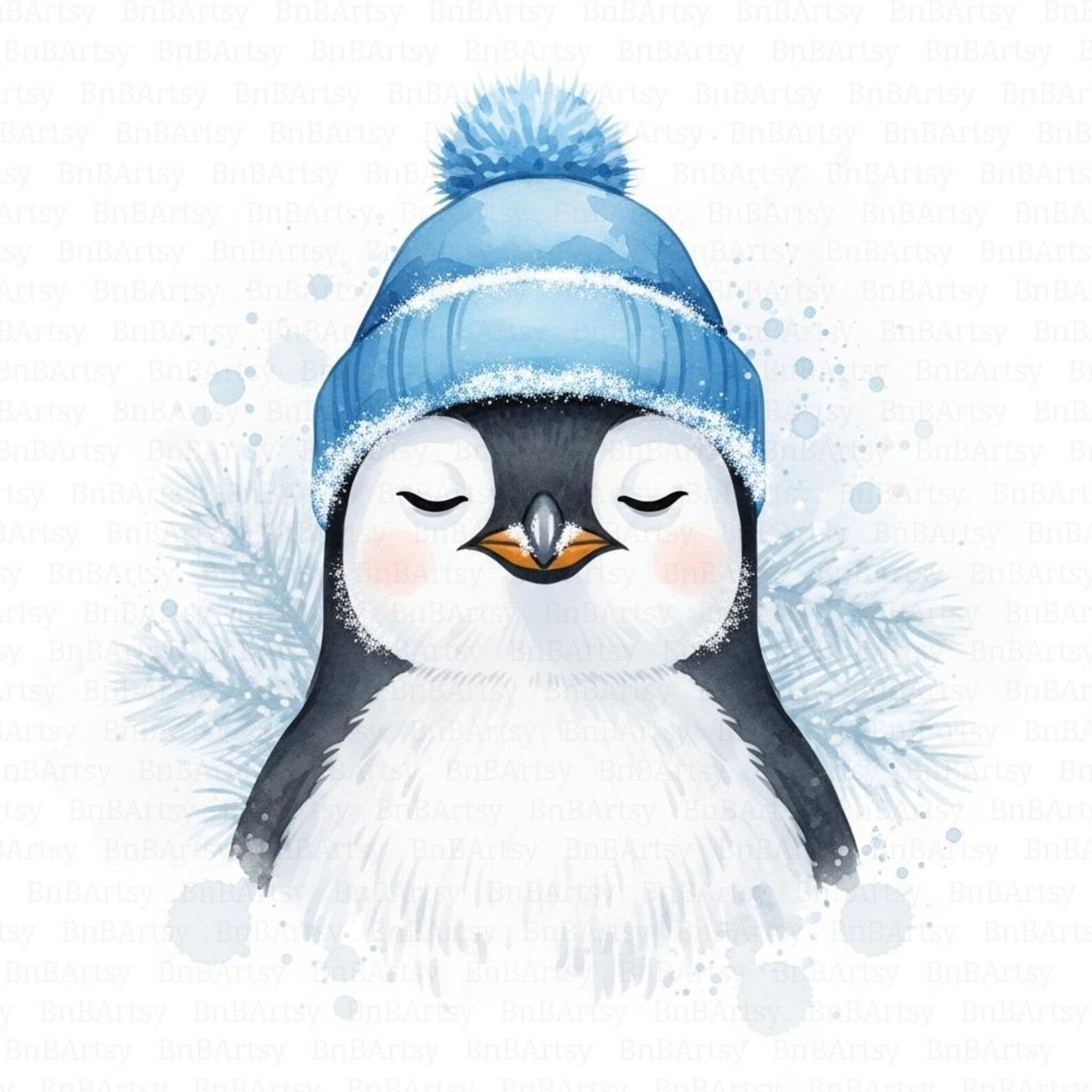 12 Cute Winter Penguin Clipart, Fluffy Penguin, Nursery Wall Art, Baby ...