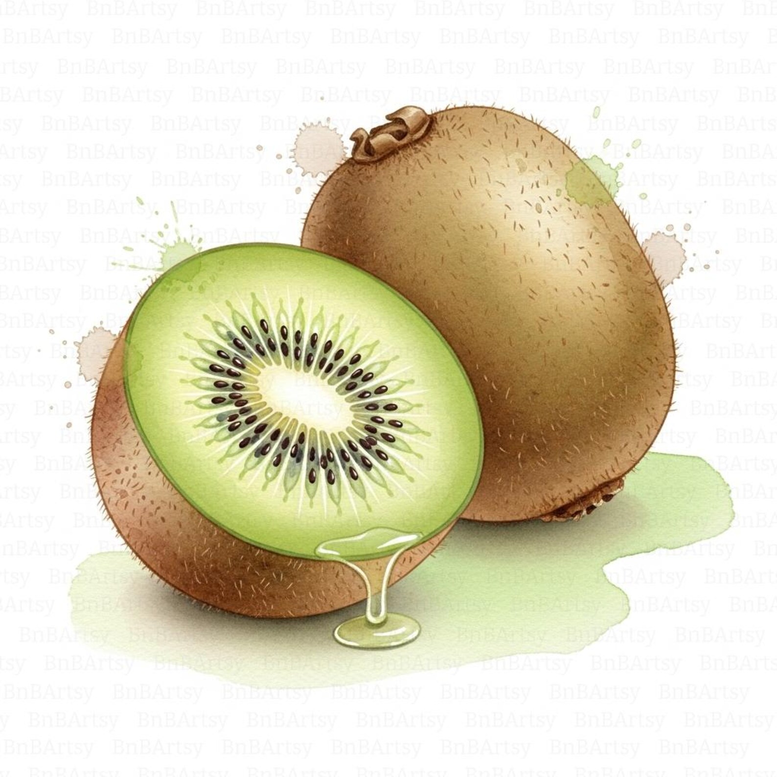 13 Watercolor Kiwi Fruit Clipart, Botanical Fruit Art, Tropical Fruit ...