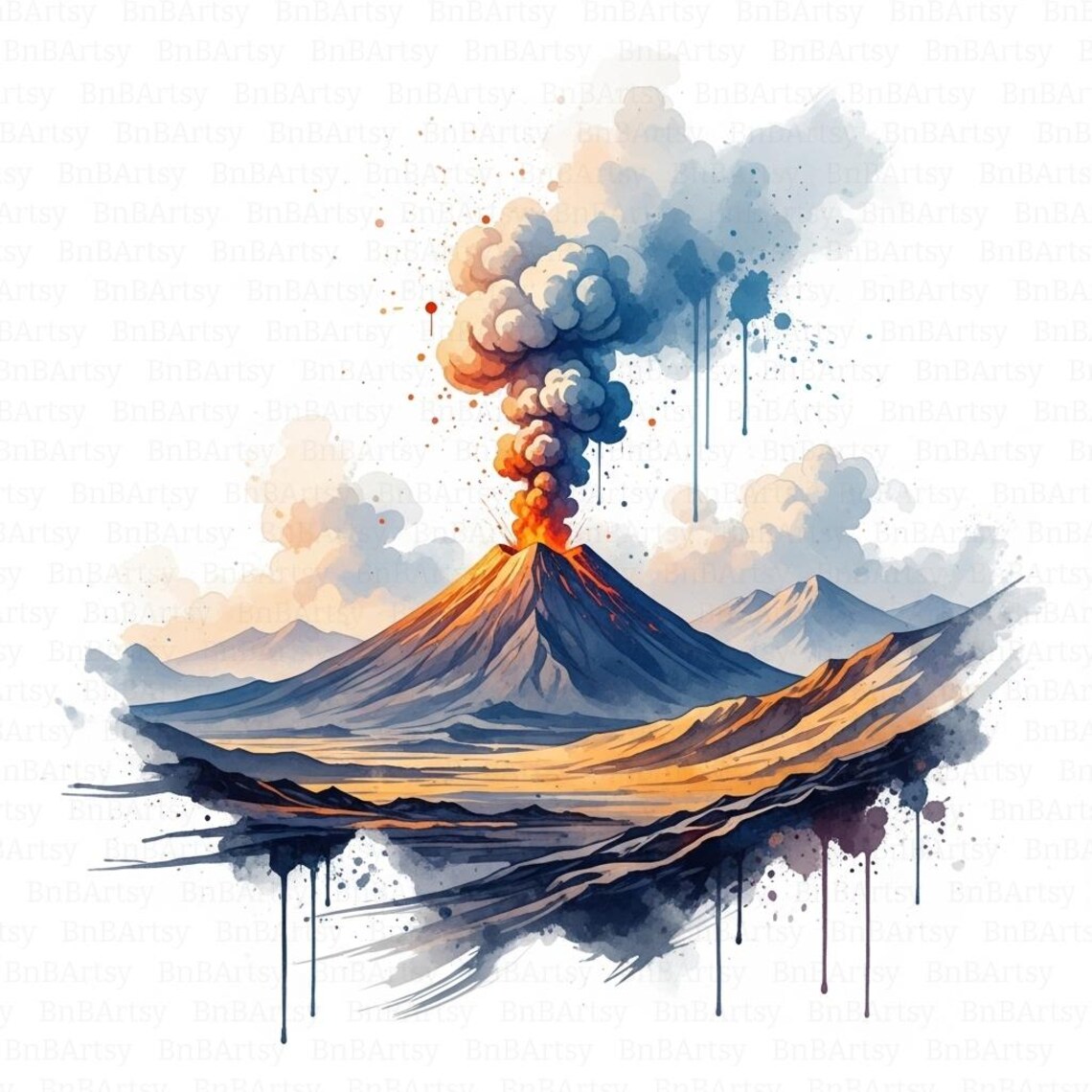 11 Erupting Volcano Clipart, Volcano Wall Art, Volcano Landscape ...