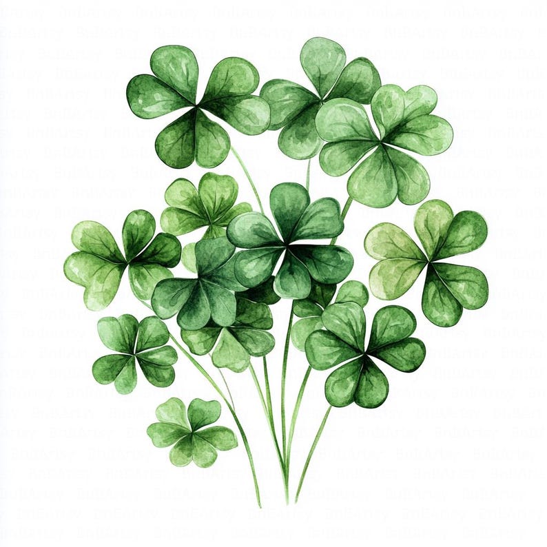 11 Shamrock Clipart, St Patricks Day Clipart, Printable Watercolor ...