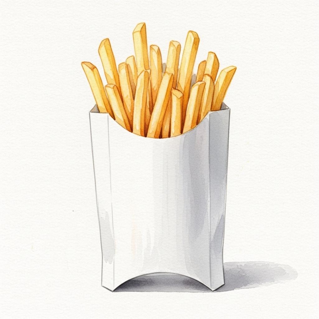 French Fries Clipart, Printable Watercolor Fast Food Images (digital ...