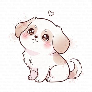 14 Cute Kawaii Dog Clipart, Adorable Fluffy Puppy, Nursery Watercolor ...