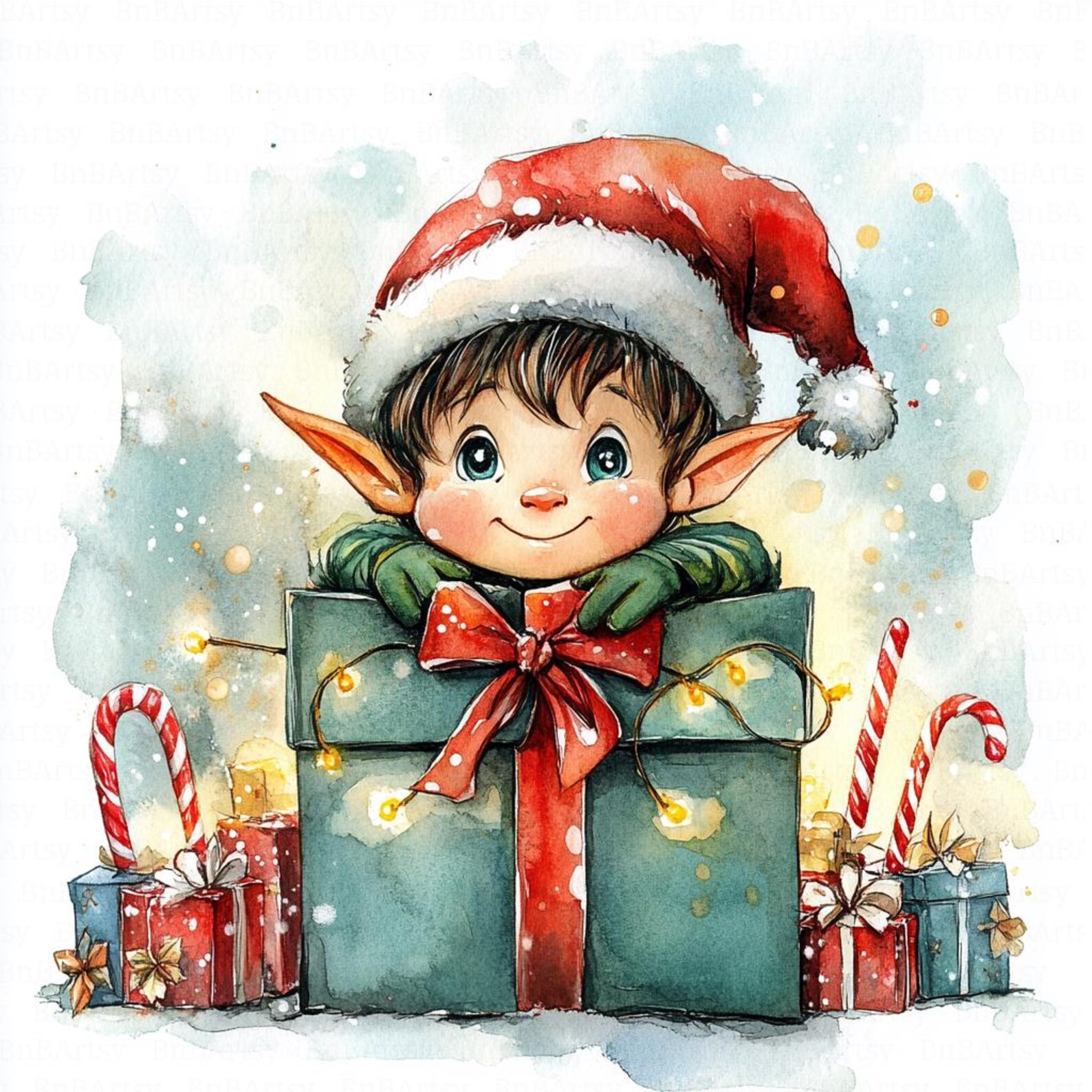 10 Playful Christmas Elf Clipart, Elf Peeking Clipart, Printable ...