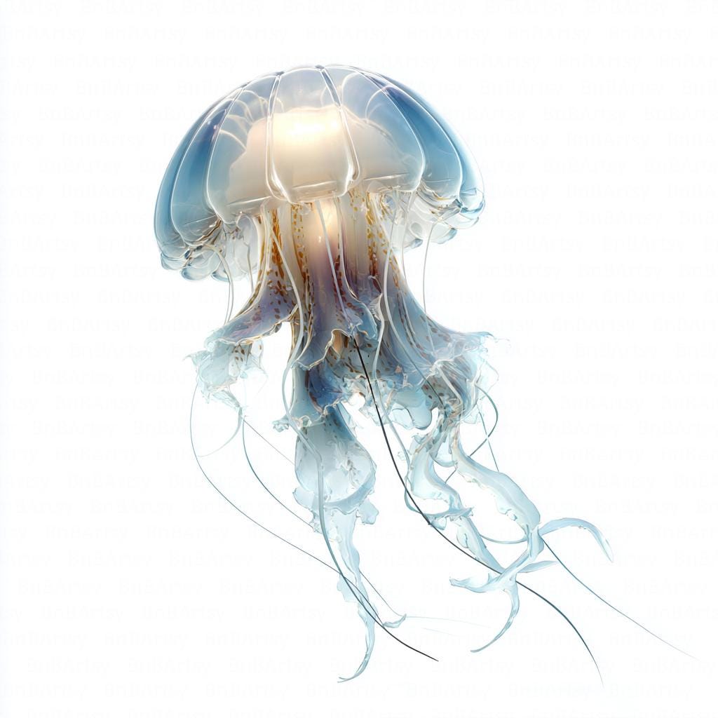 Watercolor Jellyfish Clipart, 12 Printable Dreamy Ocean Sea Life ...