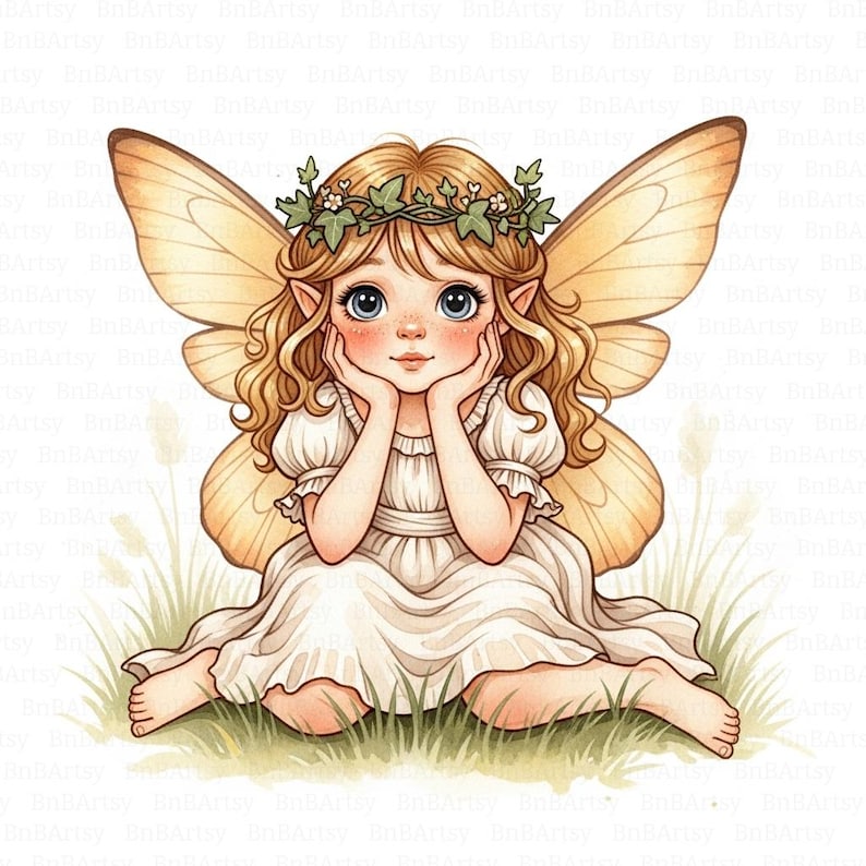 17 Forest Fairy Girl Clipart, Cute Fairy, Golden Fairy, Printable ...
