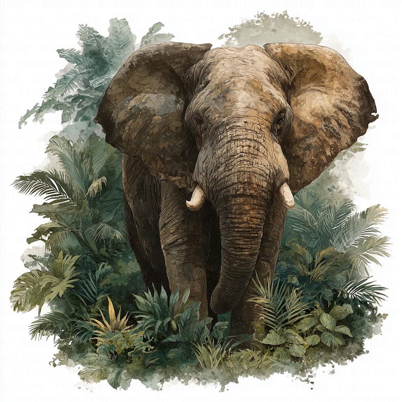 11 Wild Elephant Clipart, Safari Animals Clipart, Printable Watercolor ...