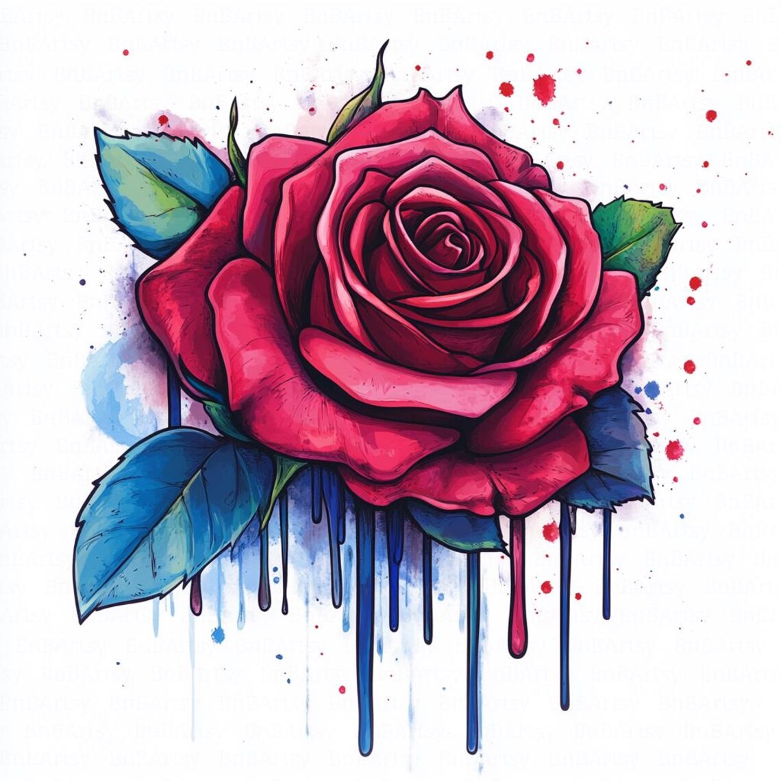 11 Graffiti Abstract Rose Clipart, Urban, Printable Watercolor Clipart ...