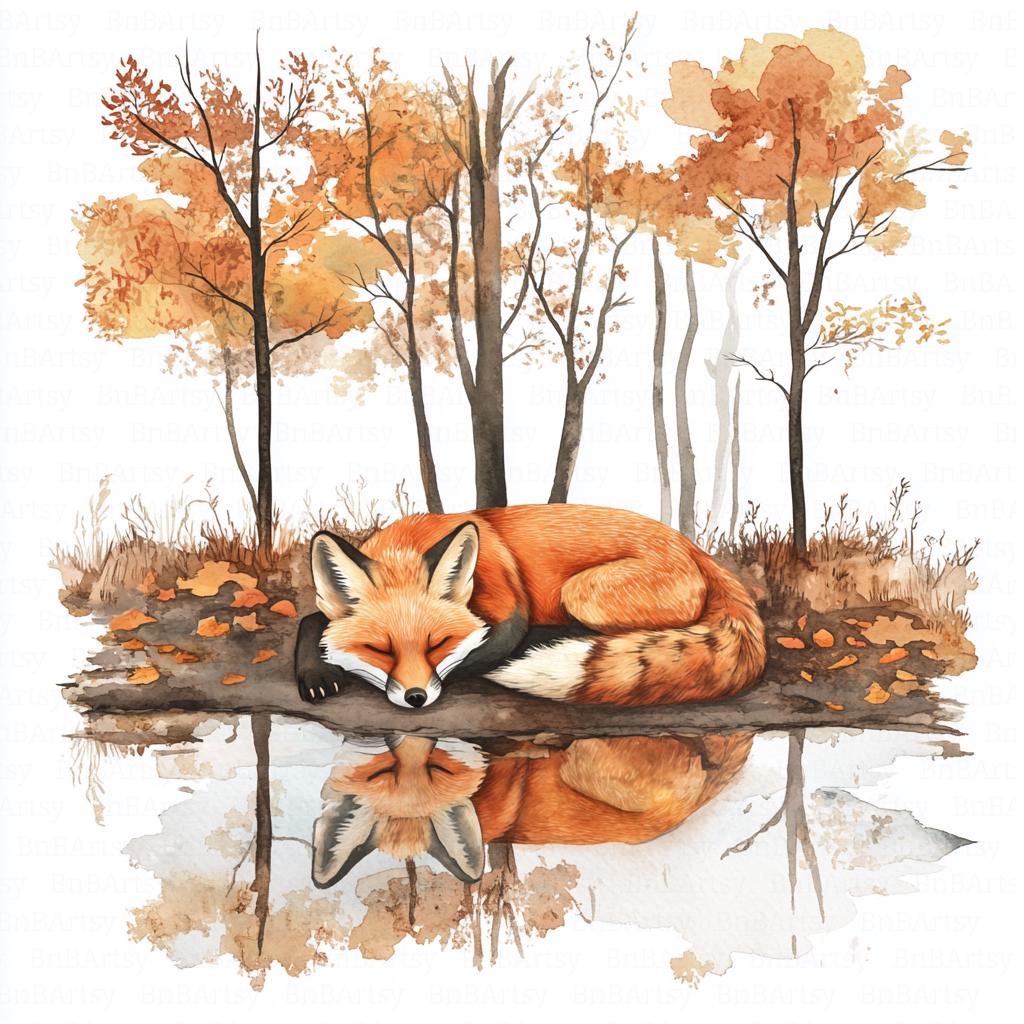 13 Autumn Red Fox Clipart, Woodland Animals, Printable Watercolor ...