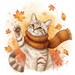 13 Cute Fall Cat Clipart, Cozy Cat, Fall Kitten, Printable Watercolor ...