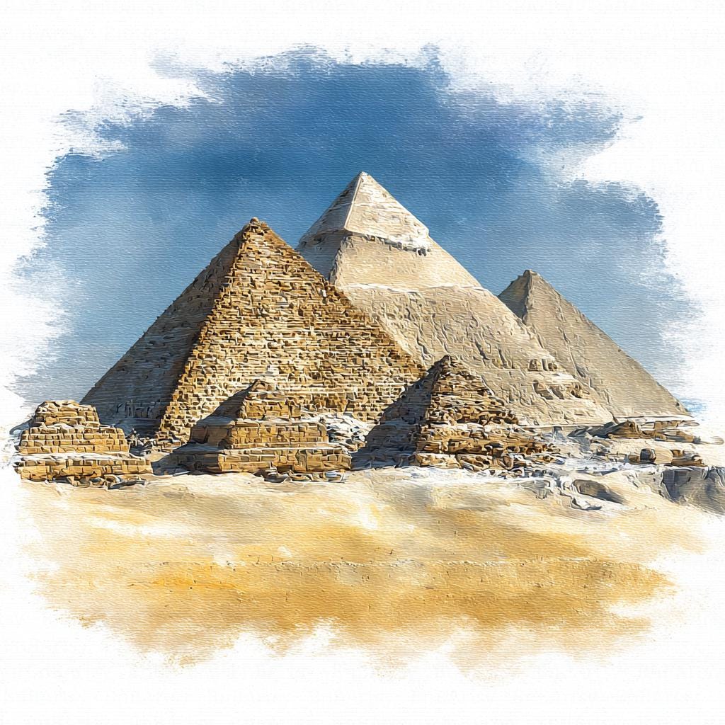 10 Giza Pyramid Clipart, Egyptian Pyramid, Printable Watercolor Clipart ...