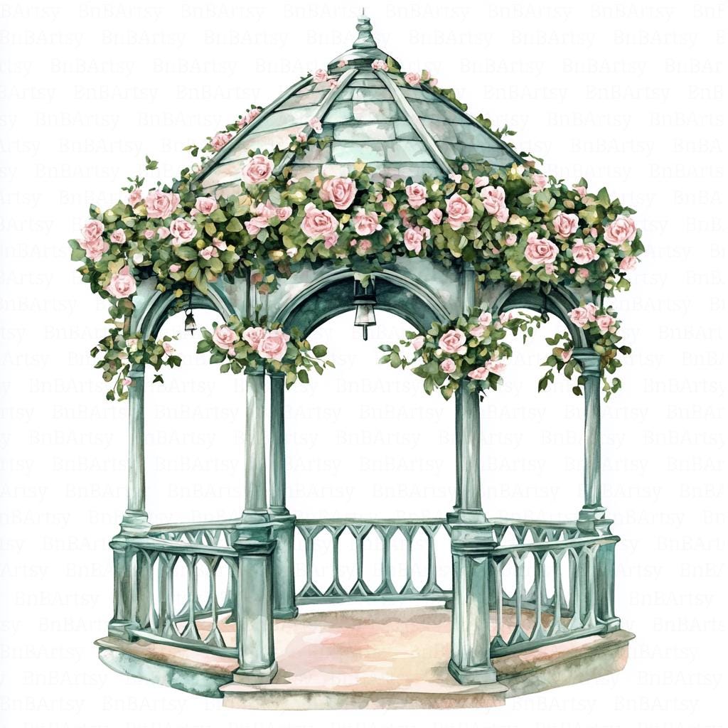 13 Wedding Gazebo Clipart, Garden Clipart, Printable Watercolor Clipart ...