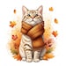 13 Cute Fall Cat Clipart, Cozy Cat, Fall Kitten, Printable Watercolor ...