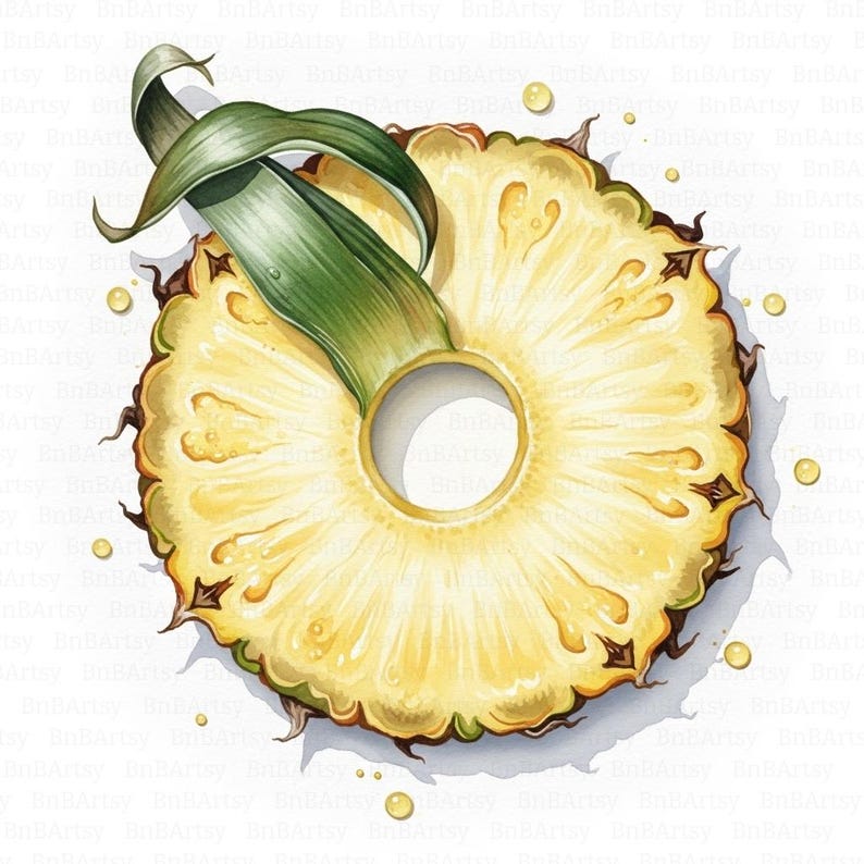11 Pineapple Slice Clipart, Tropical Fruit Watercolor, Summer Food ...