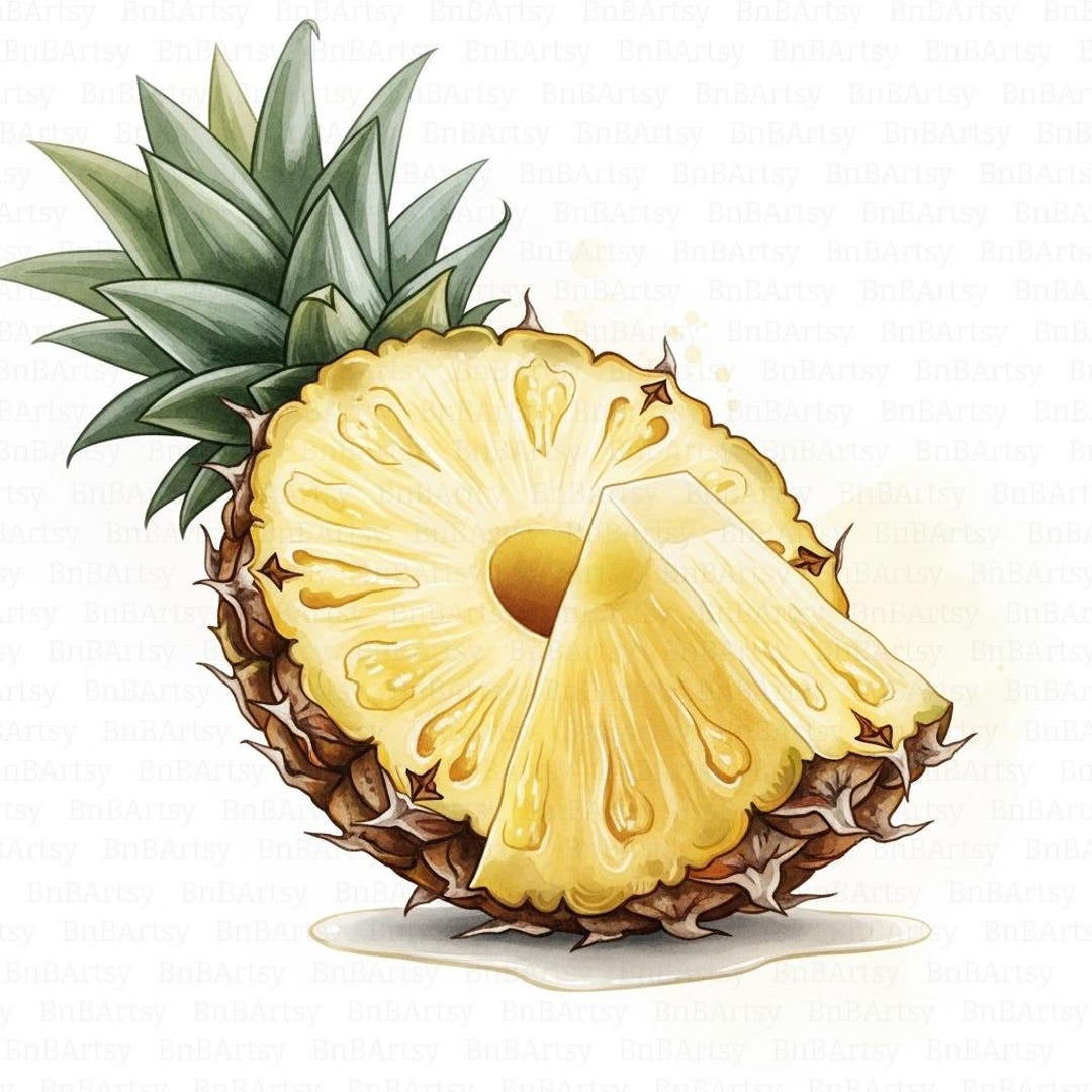 11 Pineapple Slice Clipart, Tropical Fruit Watercolor, Summer Food ...
