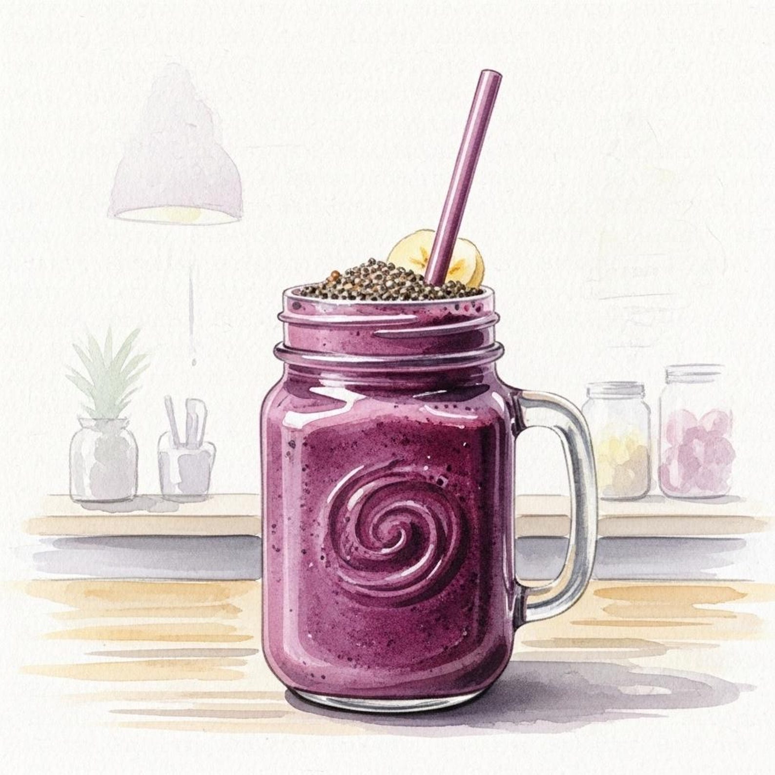 Fruit Smoothie Clipart, Printable Watercolor Healthy Drink (digital ...