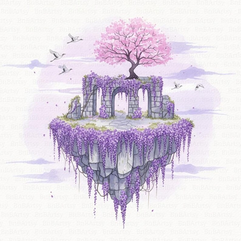 12 Japanese Floating Island Clipart, Asian Fantasy, Surreal Japanese ...