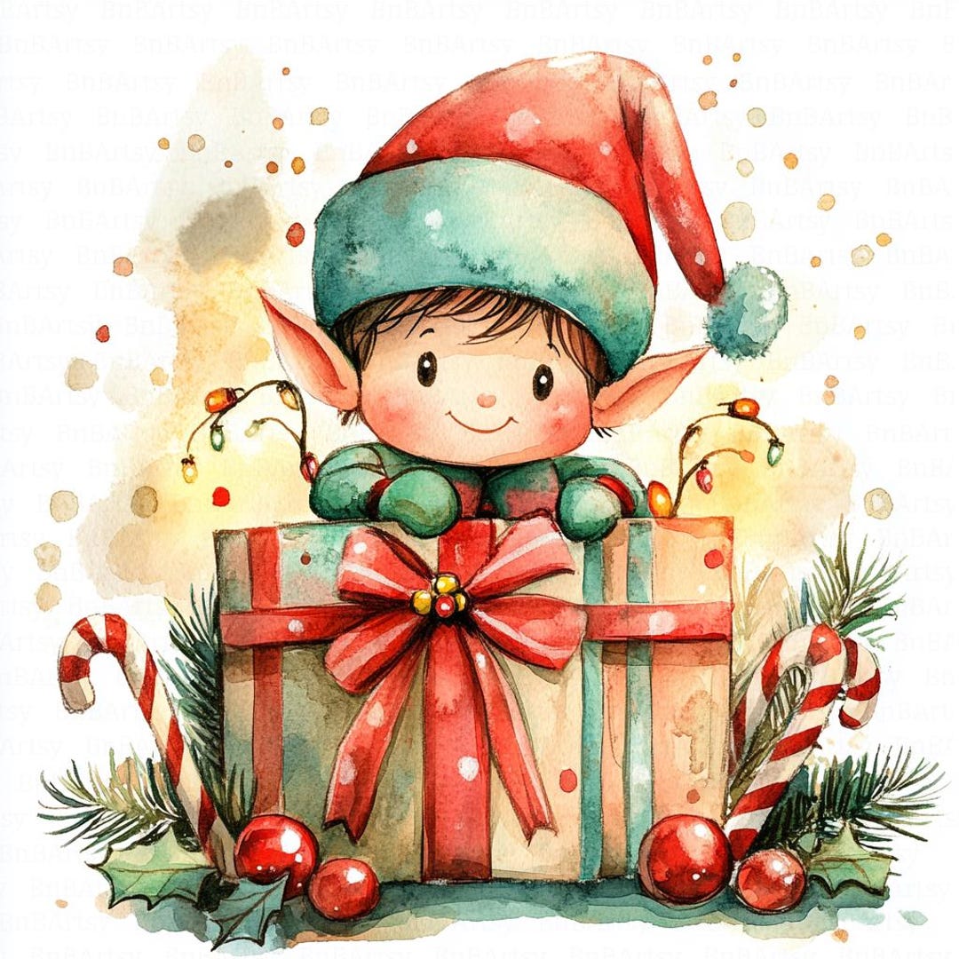 10 Playful Christmas Elf Clipart, Elf Peeking Clipart, Printable ...
