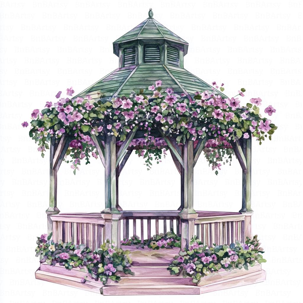 13 Wedding Gazebo Clipart, Garden Clipart, Printable Watercolor Clipart ...