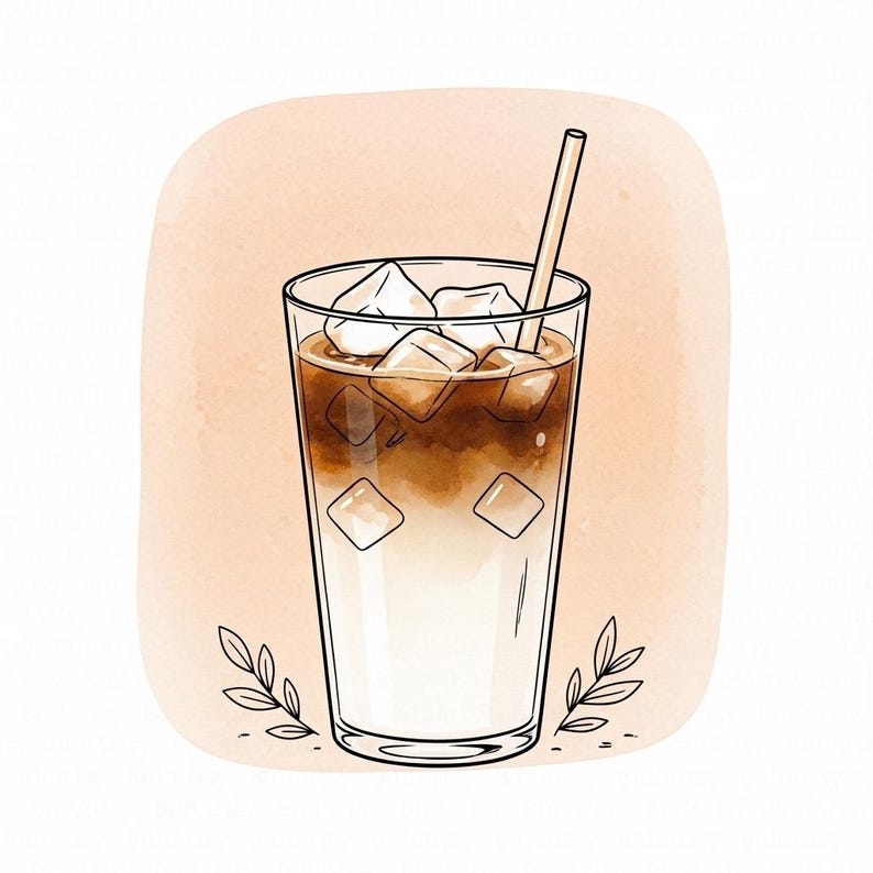 Iced Coffee Clipart, Printable Watercolor Coffee Drink (digital ...