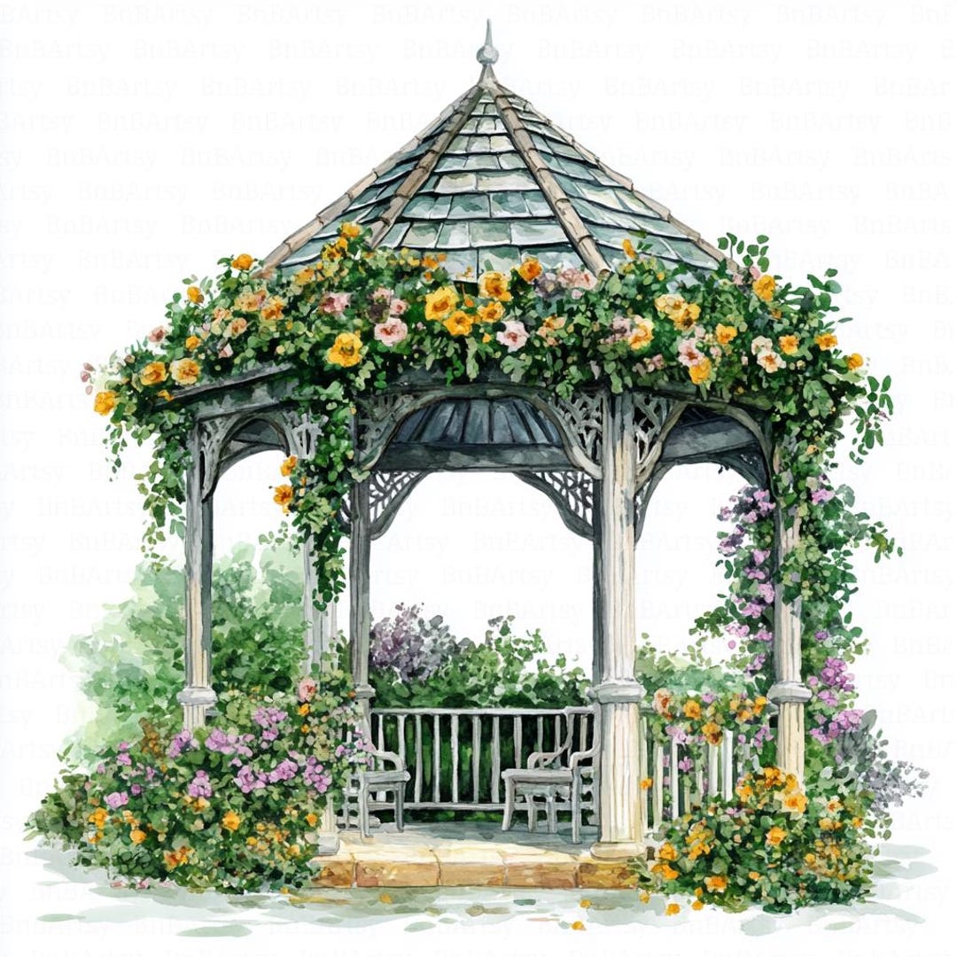 13 Wedding Gazebo Clipart, Garden Clipart, Printable Watercolor Clipart ...