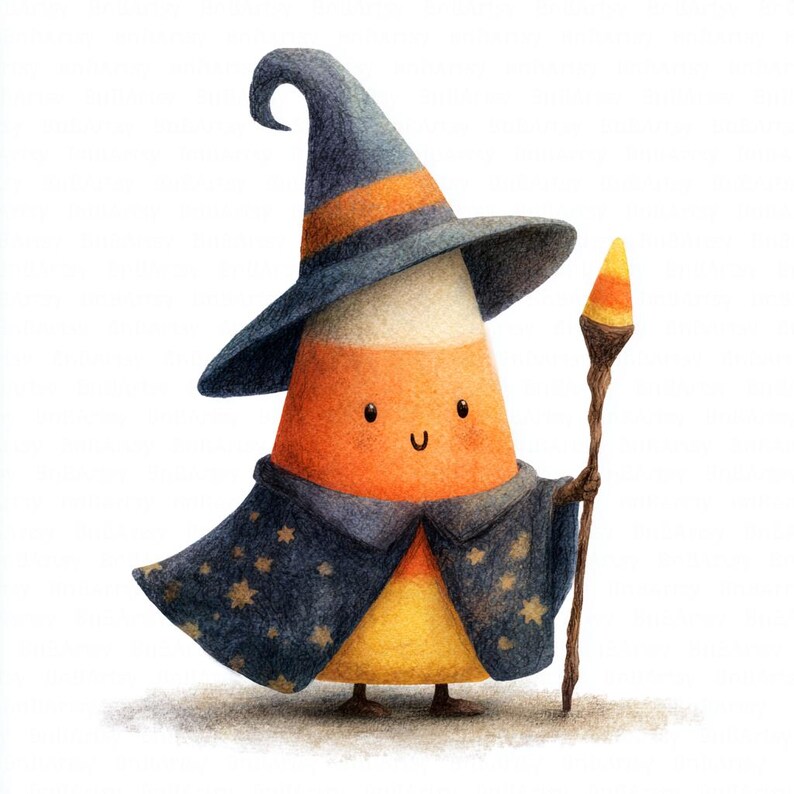 11 Candy Corn Witch Clipart, Spooky Candy, Printable Watercolor Clipart ...