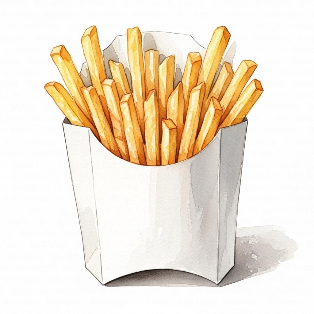 French Fries Clipart, Printable Watercolor Fast Food Images (digital ...