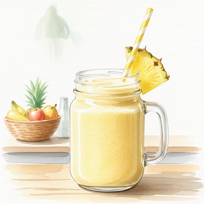 Fruit Smoothie Clipart, Printable Watercolor Healthy Drink (digital ...