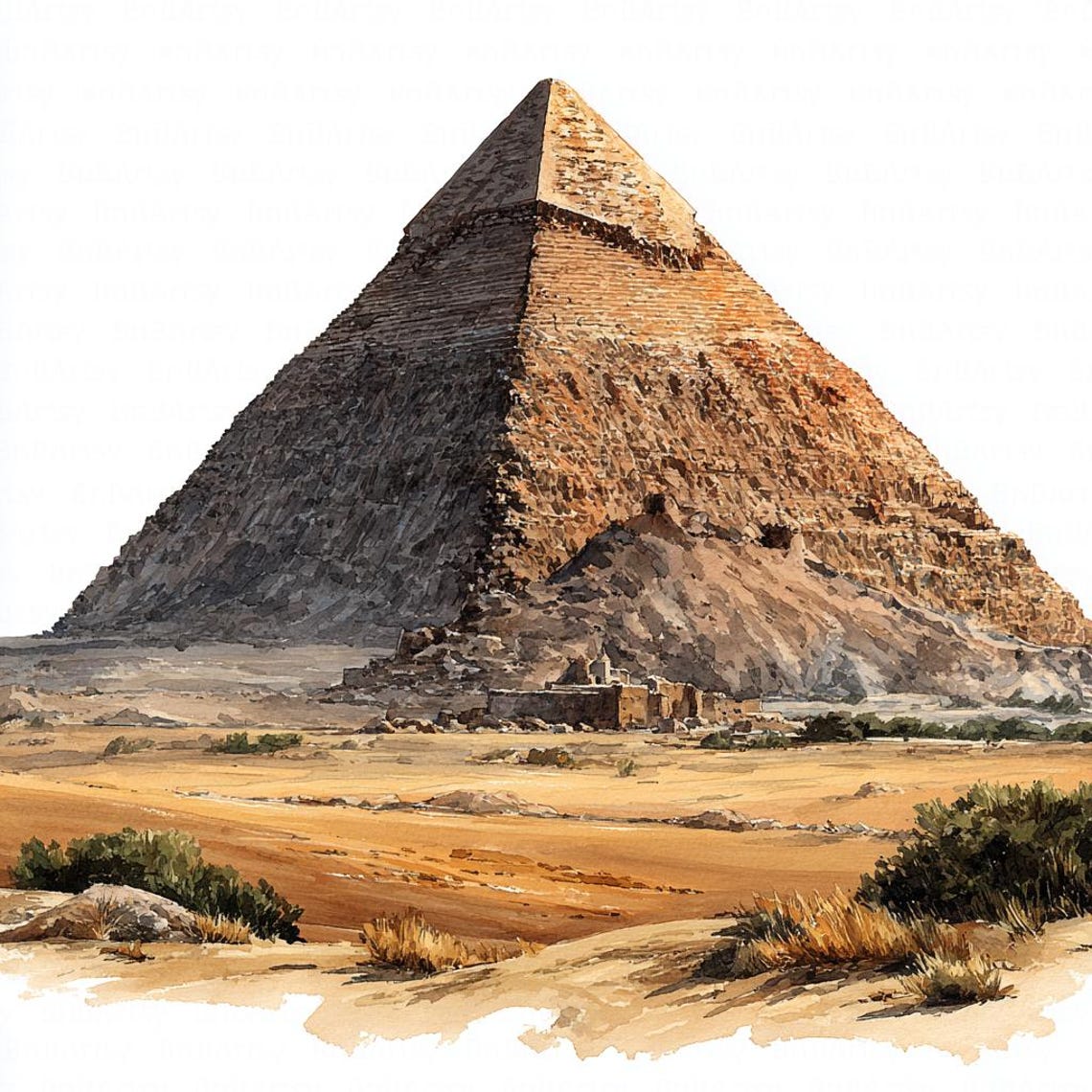 10 Giza Pyramid Clipart, Egyptian Pyramid, Printable Watercolor Clipart ...