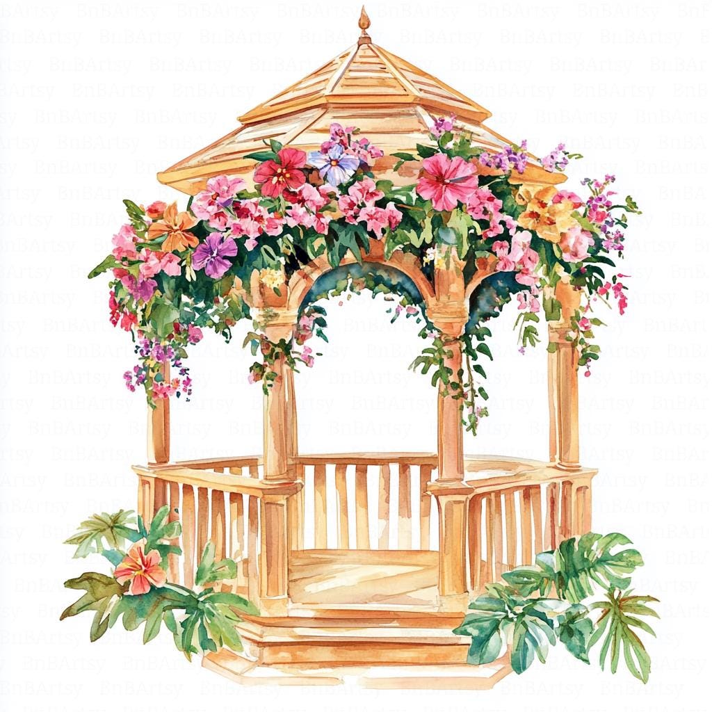 13 Wedding Gazebo Clipart, Garden Clipart, Printable Watercolor Clipart ...