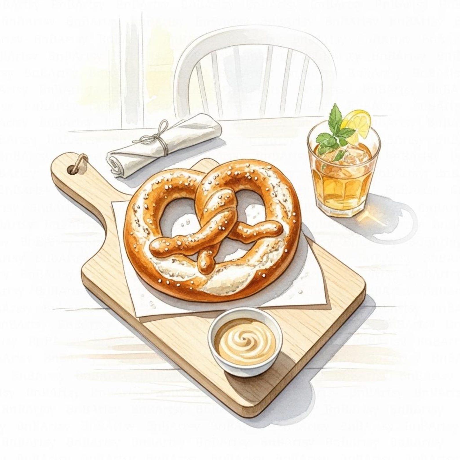 Pretzel Clipart, Watercolor Kitchen Decor Printable (digital Download ...