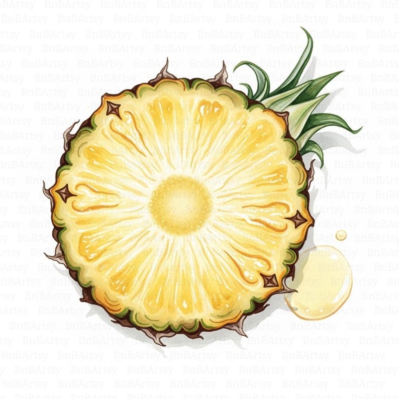 11 Pineapple Slice Clipart, Tropical Fruit Watercolor, Summer Food ...