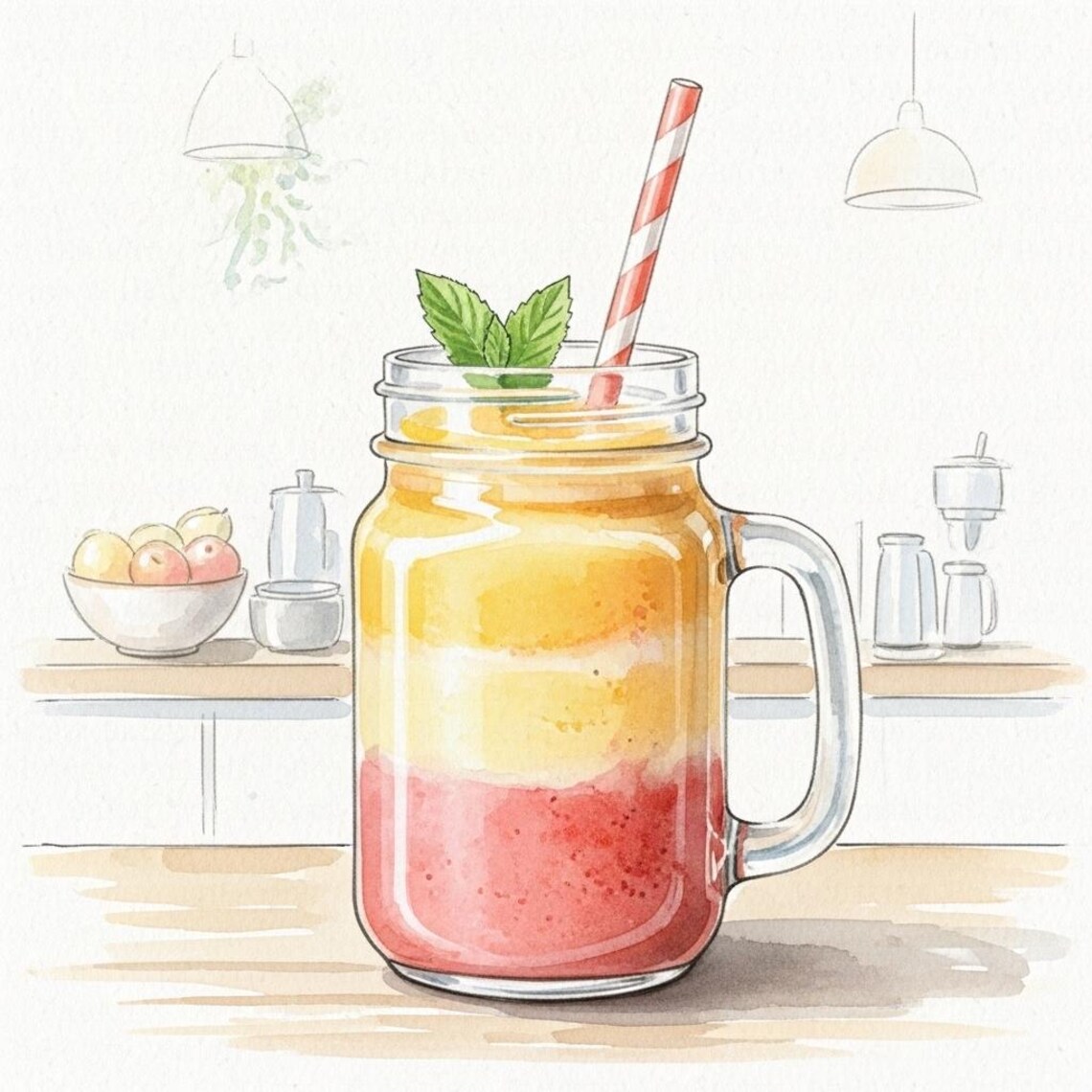 Fruit Smoothie Clipart, Printable Watercolor Healthy Drink (digital ...