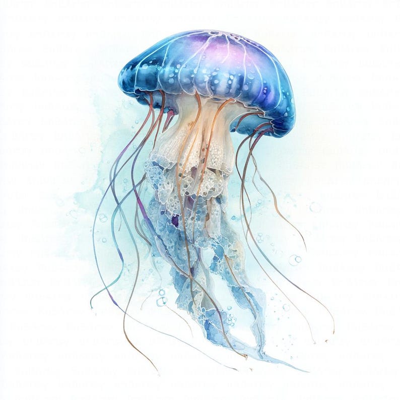 Watercolor Jellyfish Clipart, 12 Printable Dreamy Ocean Sea Life ...