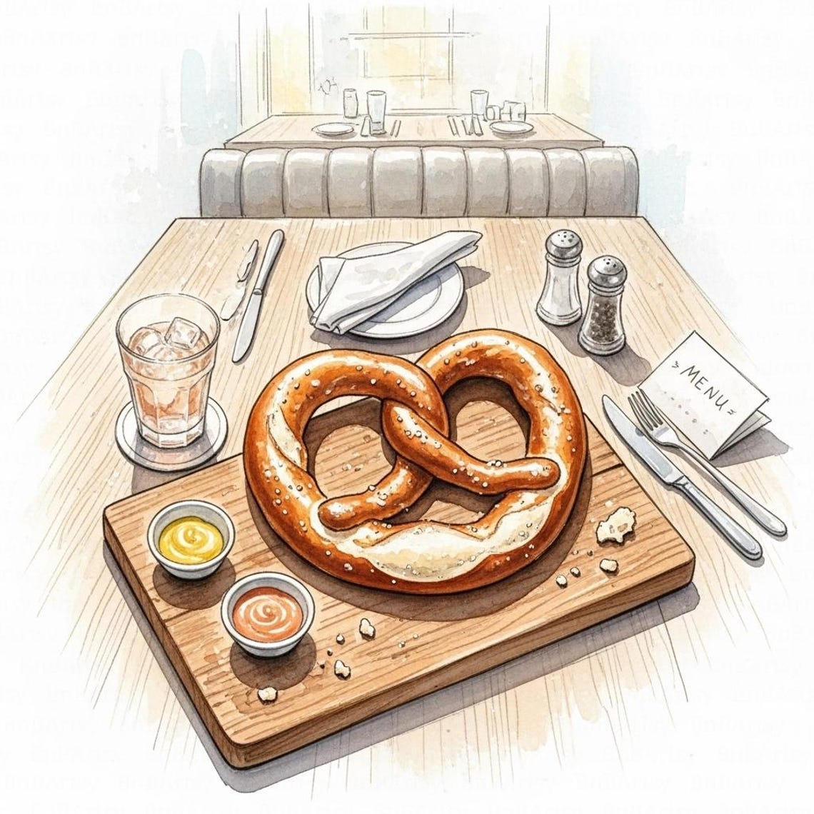 Pretzel Clipart, Watercolor Kitchen Decor Printable (digital Download ...
