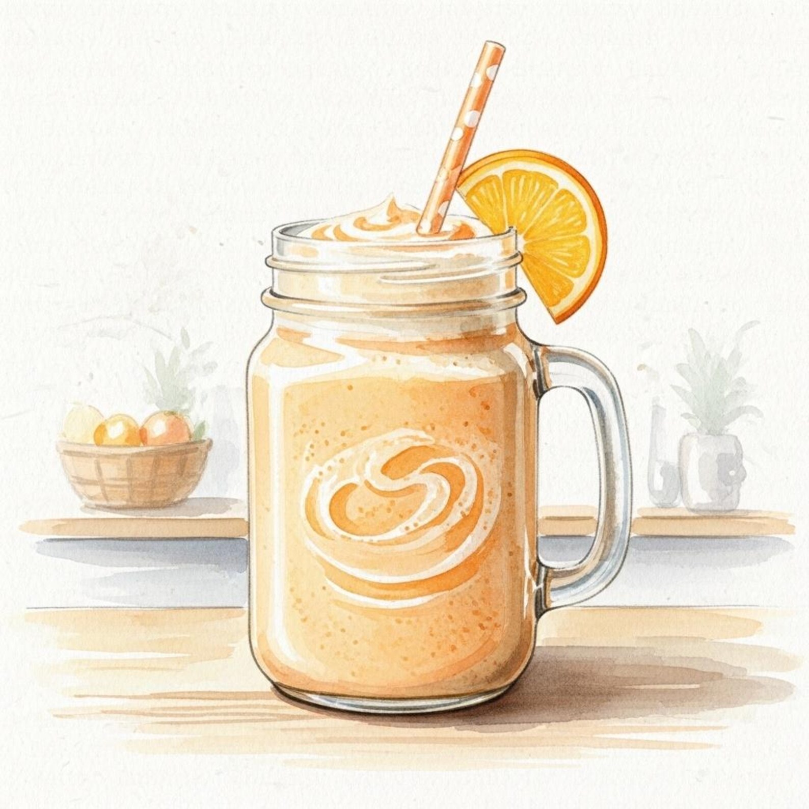 Fruit Smoothie Clipart, Printable Watercolor Healthy Drink (digital ...