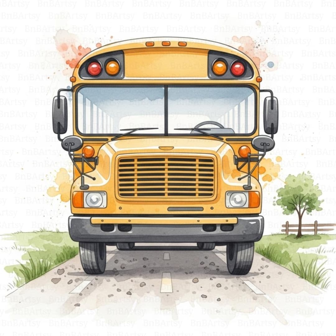 10 School Bus Clipart, Back to School Clipart, Printable Watercolor ...