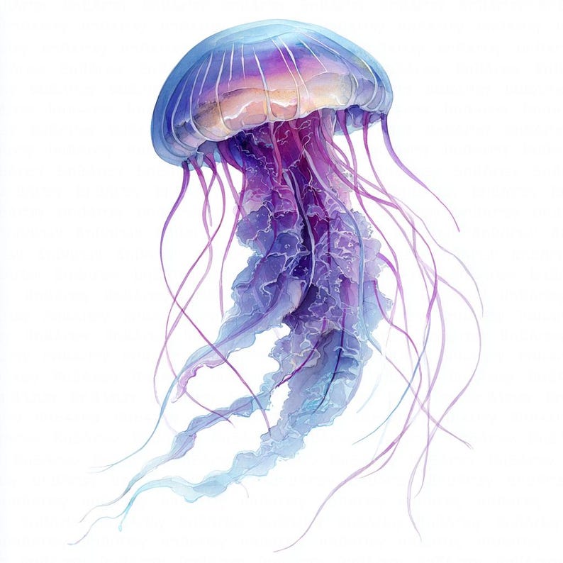 Watercolor Jellyfish Clipart, 12 Printable Dreamy Ocean Sea Life ...