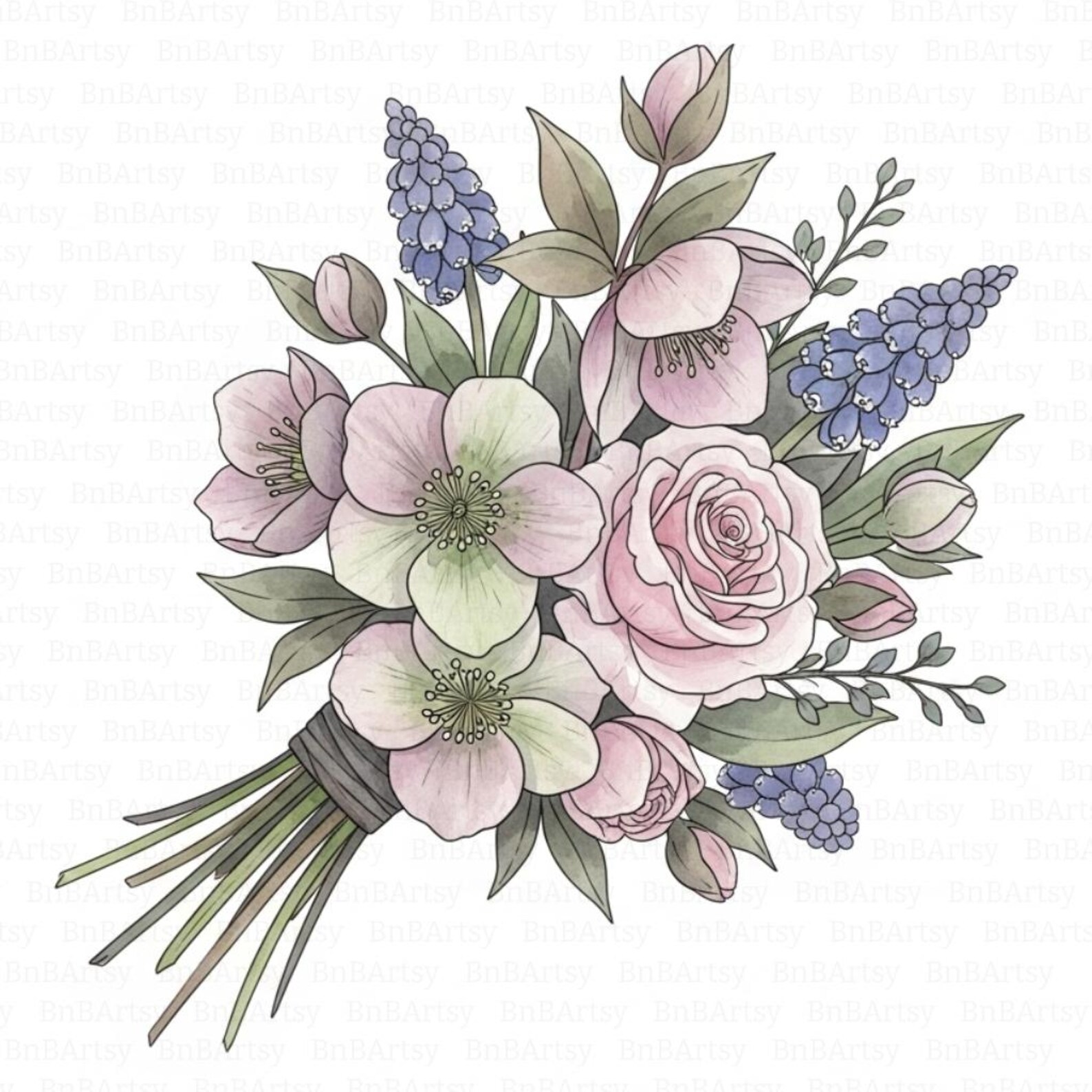 12 Pastel Spring Flower Bouquets Clipart | Watercolor Floral Bundle ...