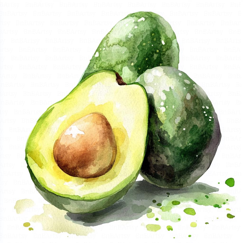 11 Avocado Clipart, Fresh Fruit Clipart, Healthy Food, Printable ...