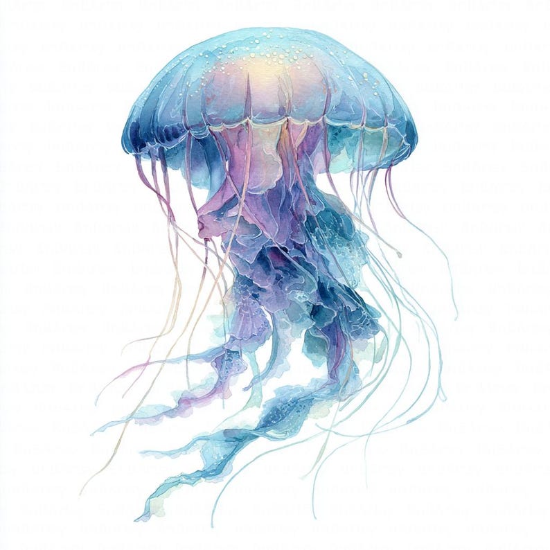 Watercolor Jellyfish Clipart, 12 Printable Dreamy Ocean Sea Life ...